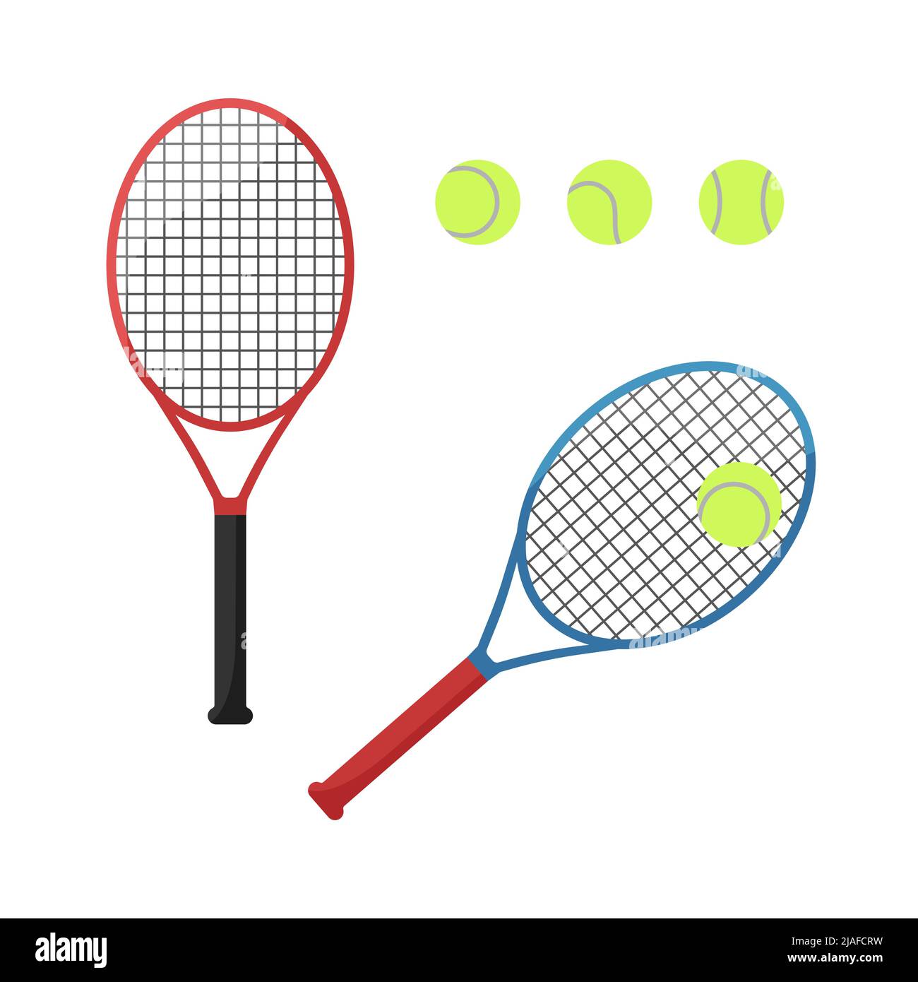 Tennis racket and balls isolated. Tennis equipment on white background ...