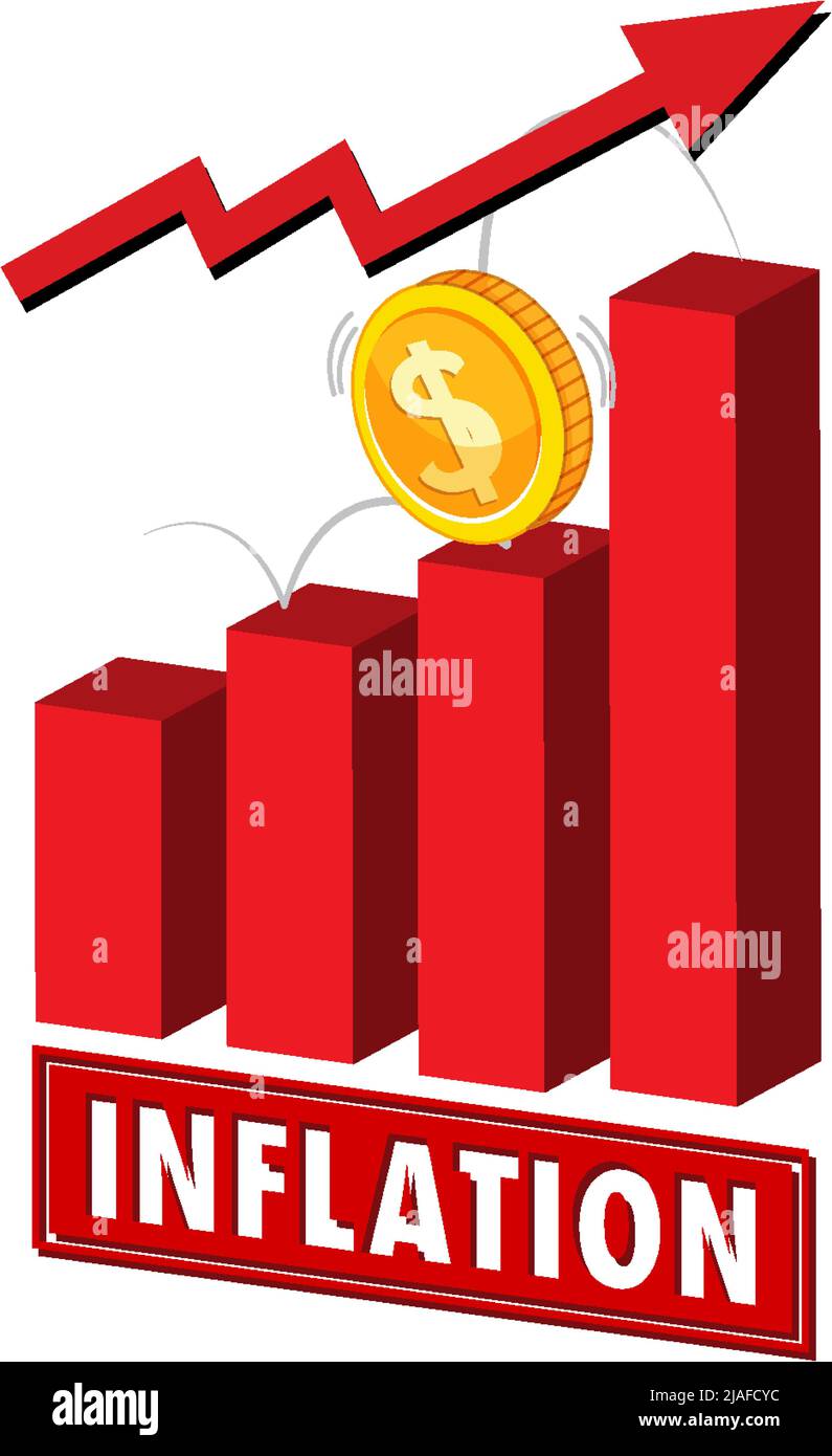 Inflation bar chart with red arrow going up illustration Stock Vector ...