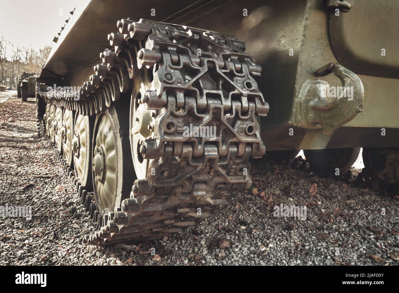 Old russian military tank tracks close up view Stock Photo - Alamy