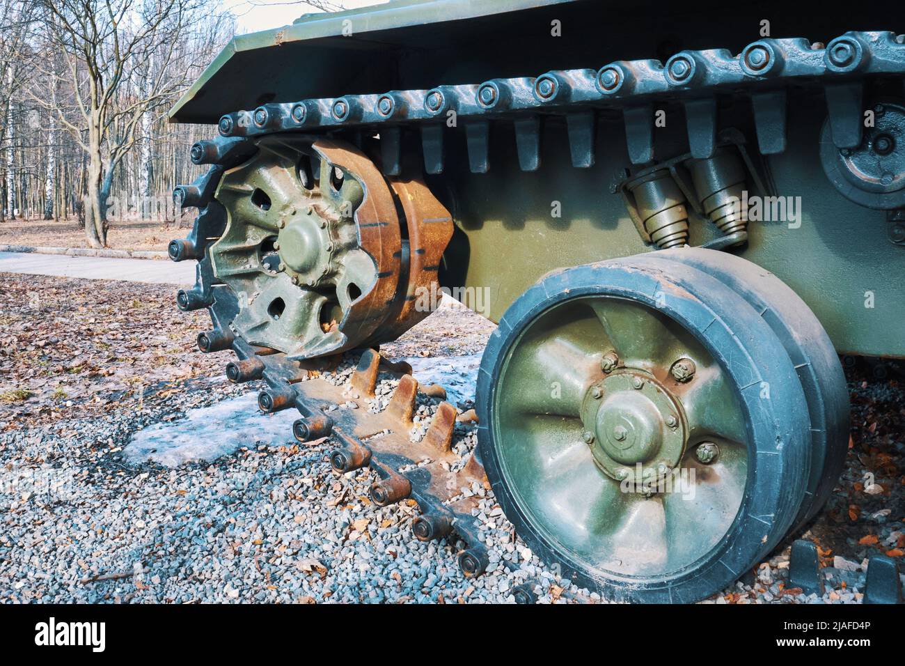 Old military tank tracks close up view Stock Photo - Alamy