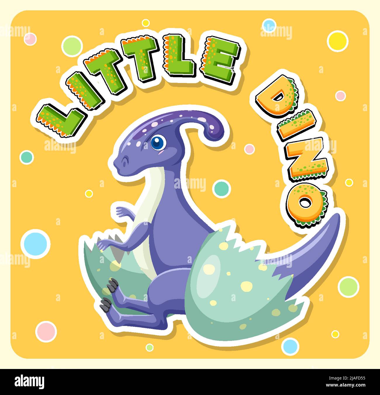 Little cute dinosaur cartoon poster illustration Stock Vector Image ...