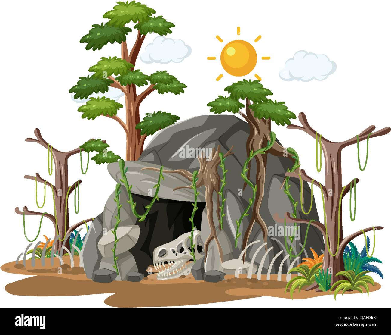 Nature cave in forest isolated illustration Stock Vector Image & Art ...
