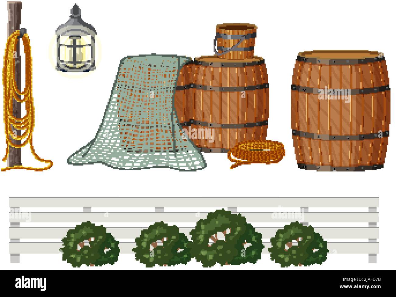 Fishing objects set isolated illustration Stock Vector Image & Art - Alamy