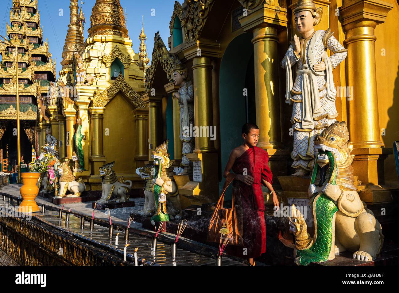 Yangon, Myanmar. 12th Jan, 2020. A Buddhist monk walks around the ...
