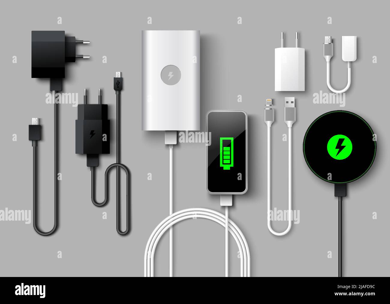 Mobile phone charger supply realistic vector set Stock Vector Image ...