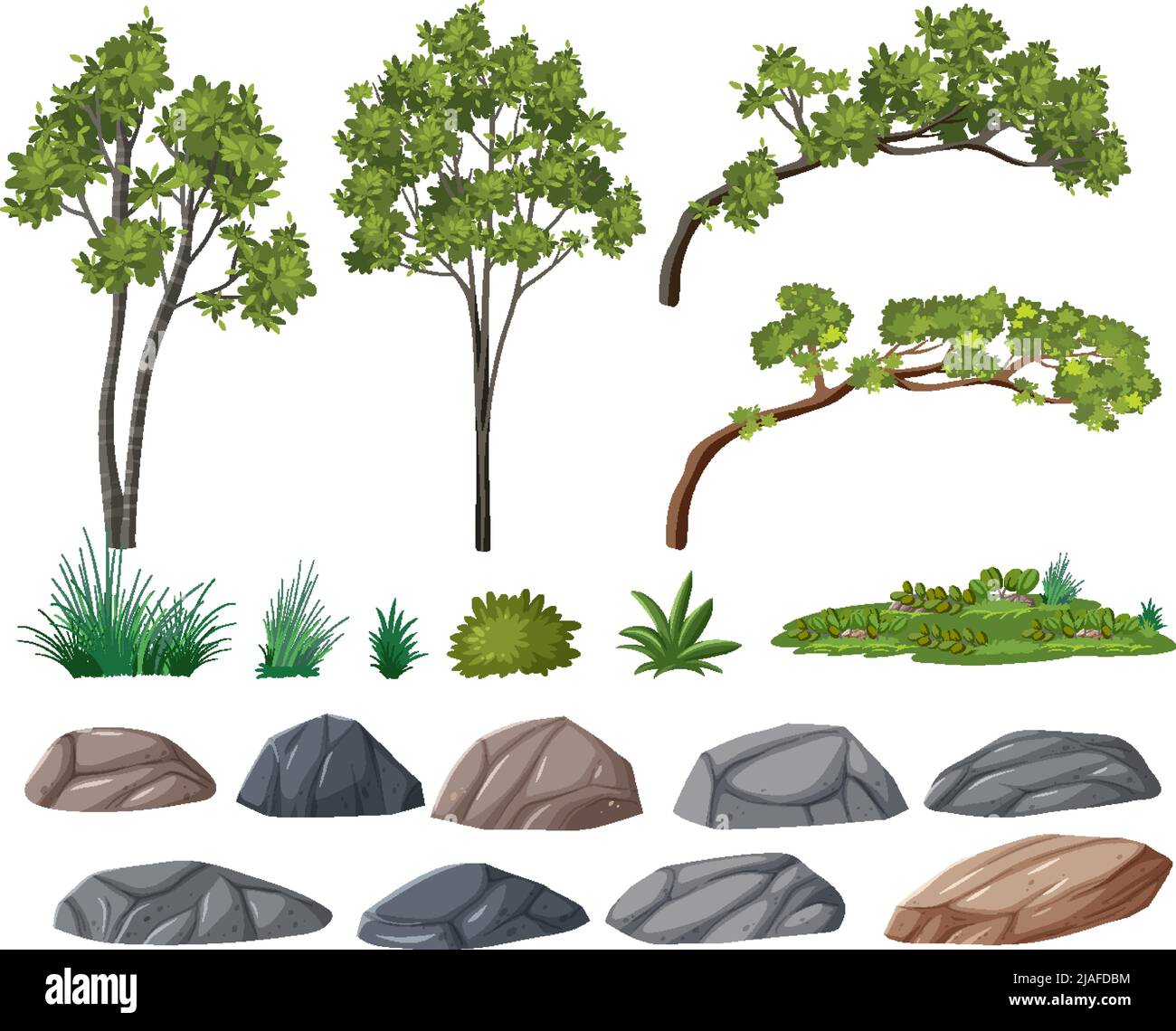 Isolated trees and nature objects set illustration Stock Vector Image ...