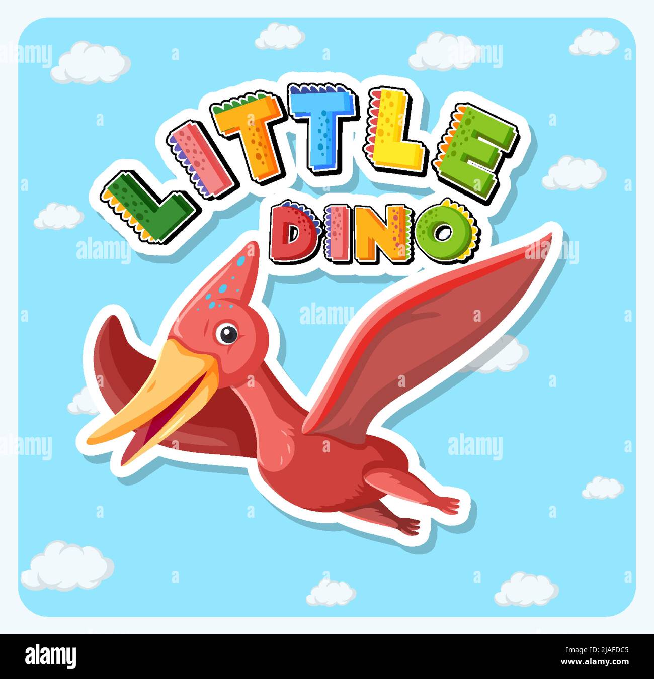 Little cute dinosaur cartoon poster illustration Stock Vector Image ...