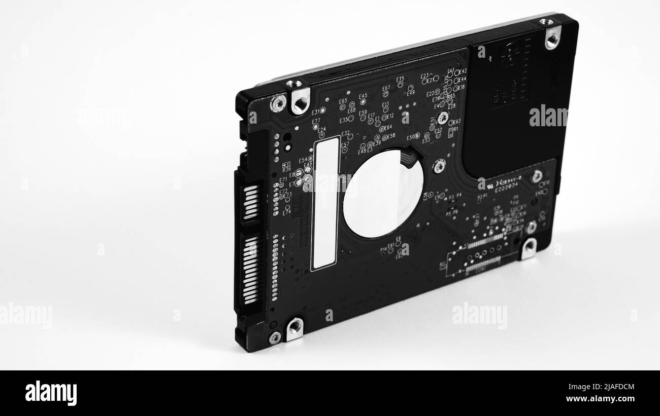 Laptop hard drive on white background. Laptop hard drive back view ...