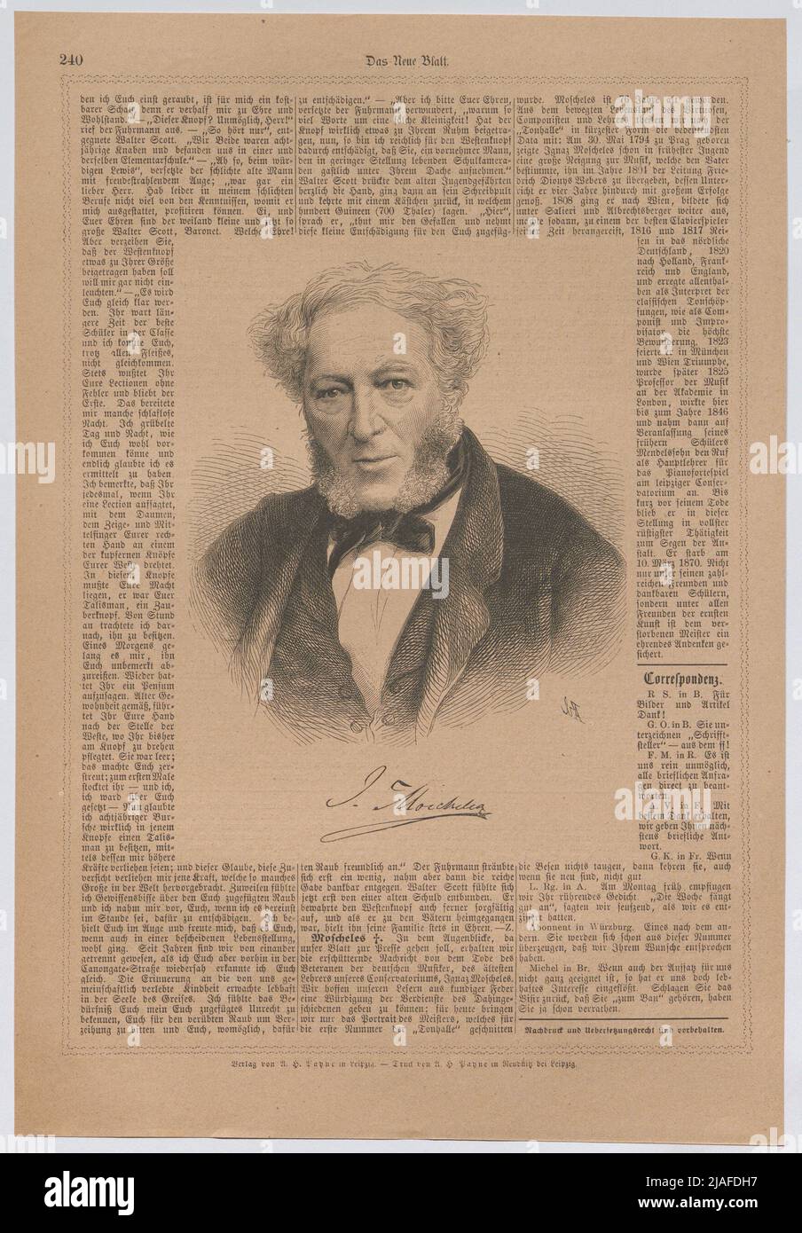 I. Moscheles ". Ignaz Moscheles, composer, pianist and music teacher ...