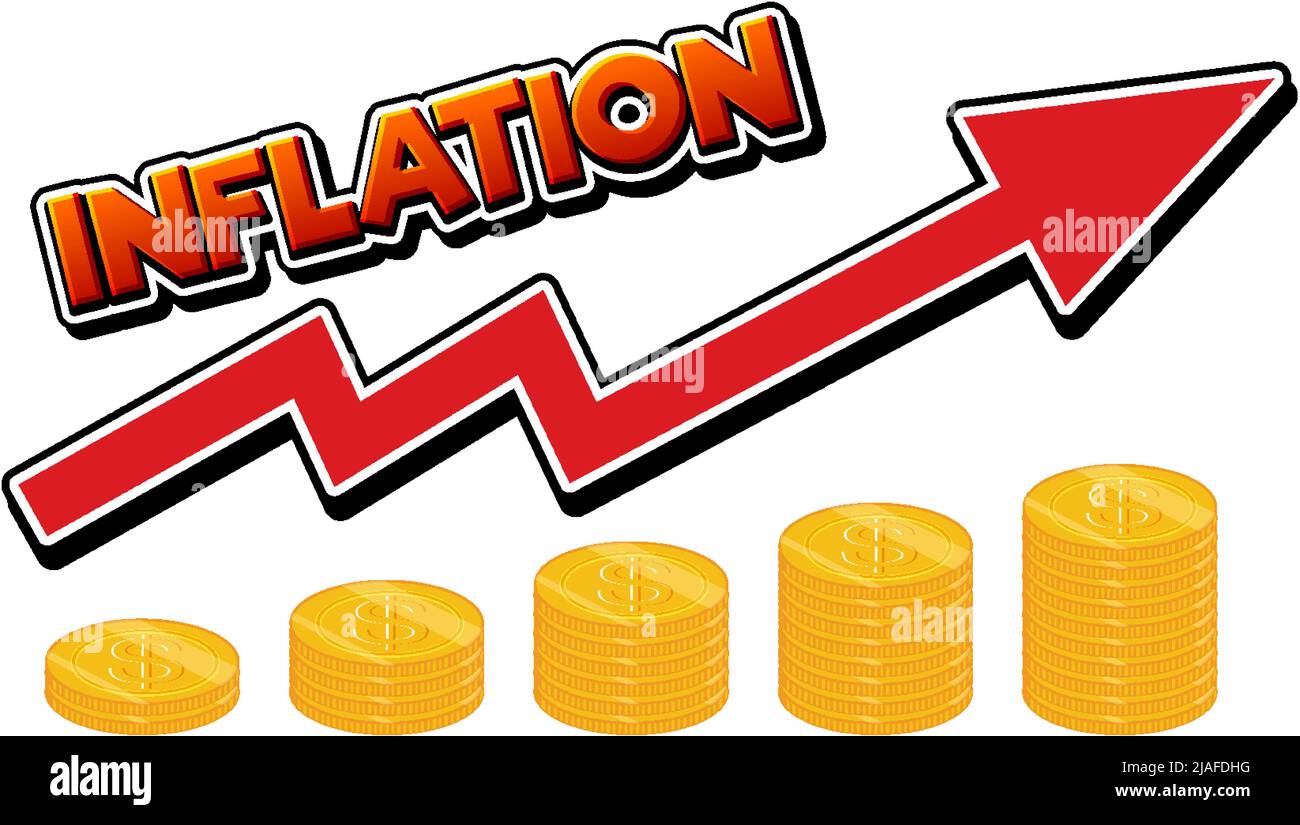 Red arrow going up with inflation word illustration Stock Vector Image ...