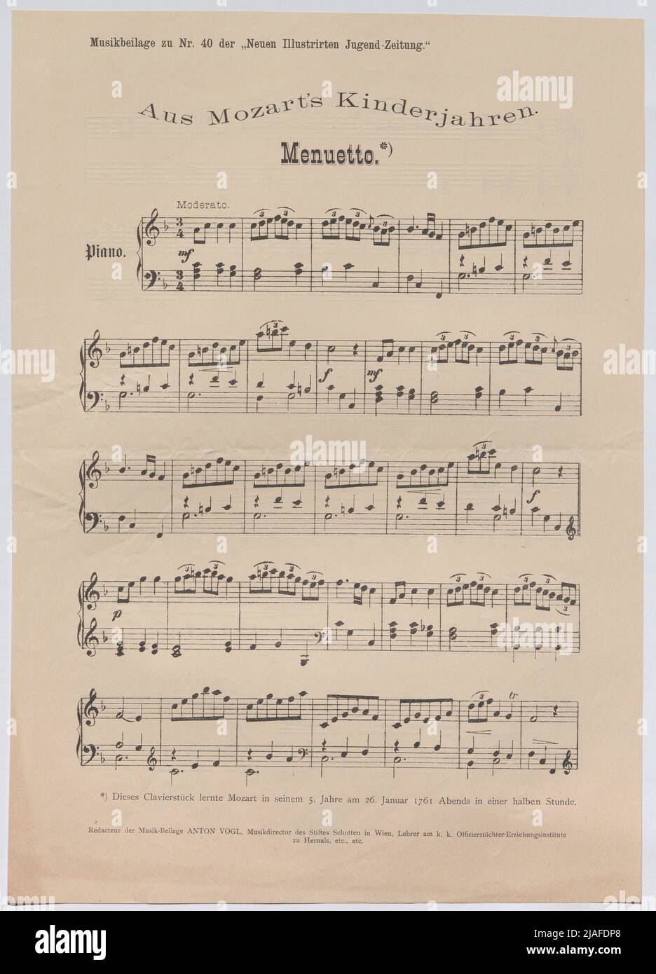 From Mozart's childhood. Menuetto Stock Photo - Alamy