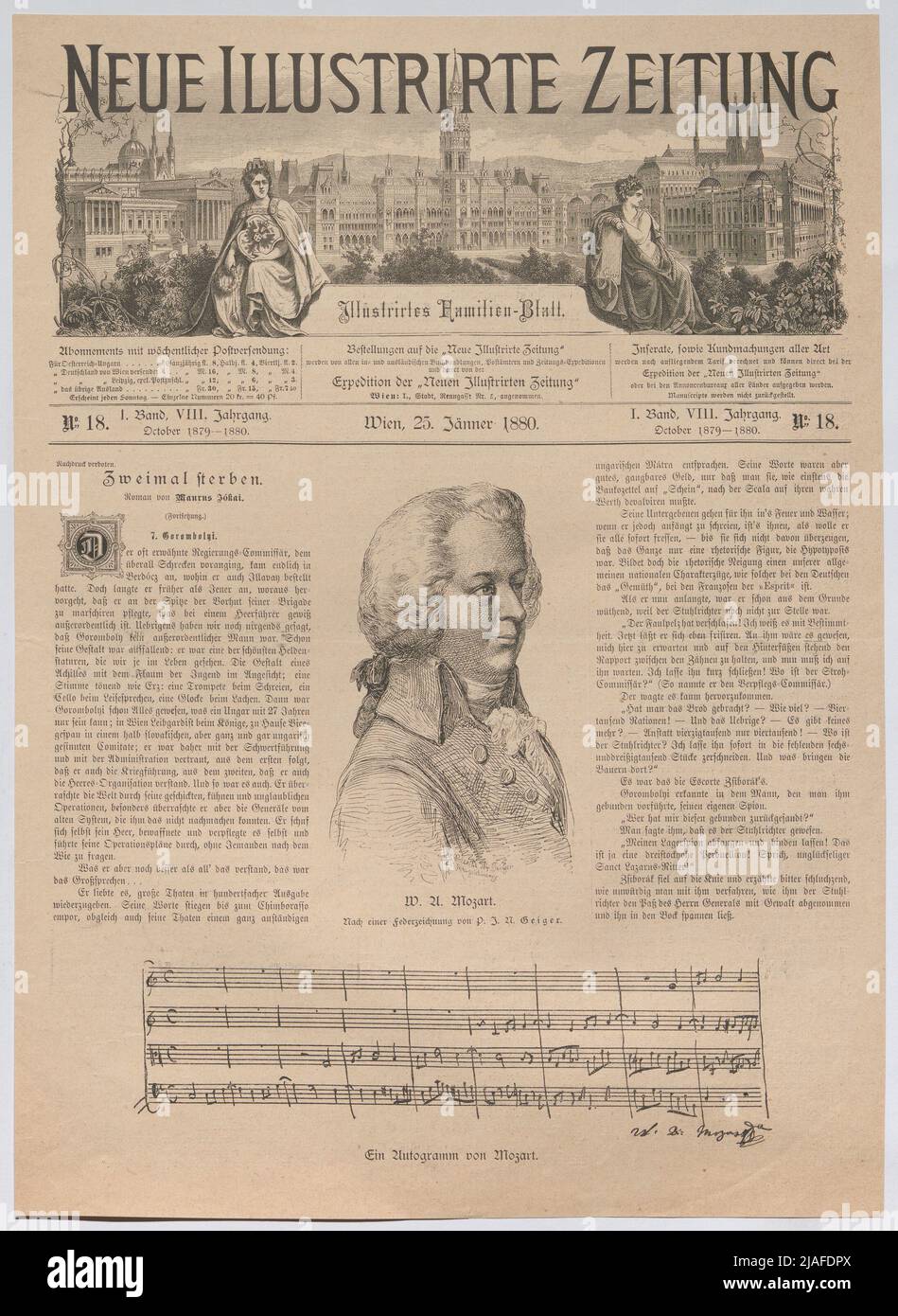 W. A. Mozart. An autograph by Mozart. ". Portrait by Wolfgang Amadeus ...
