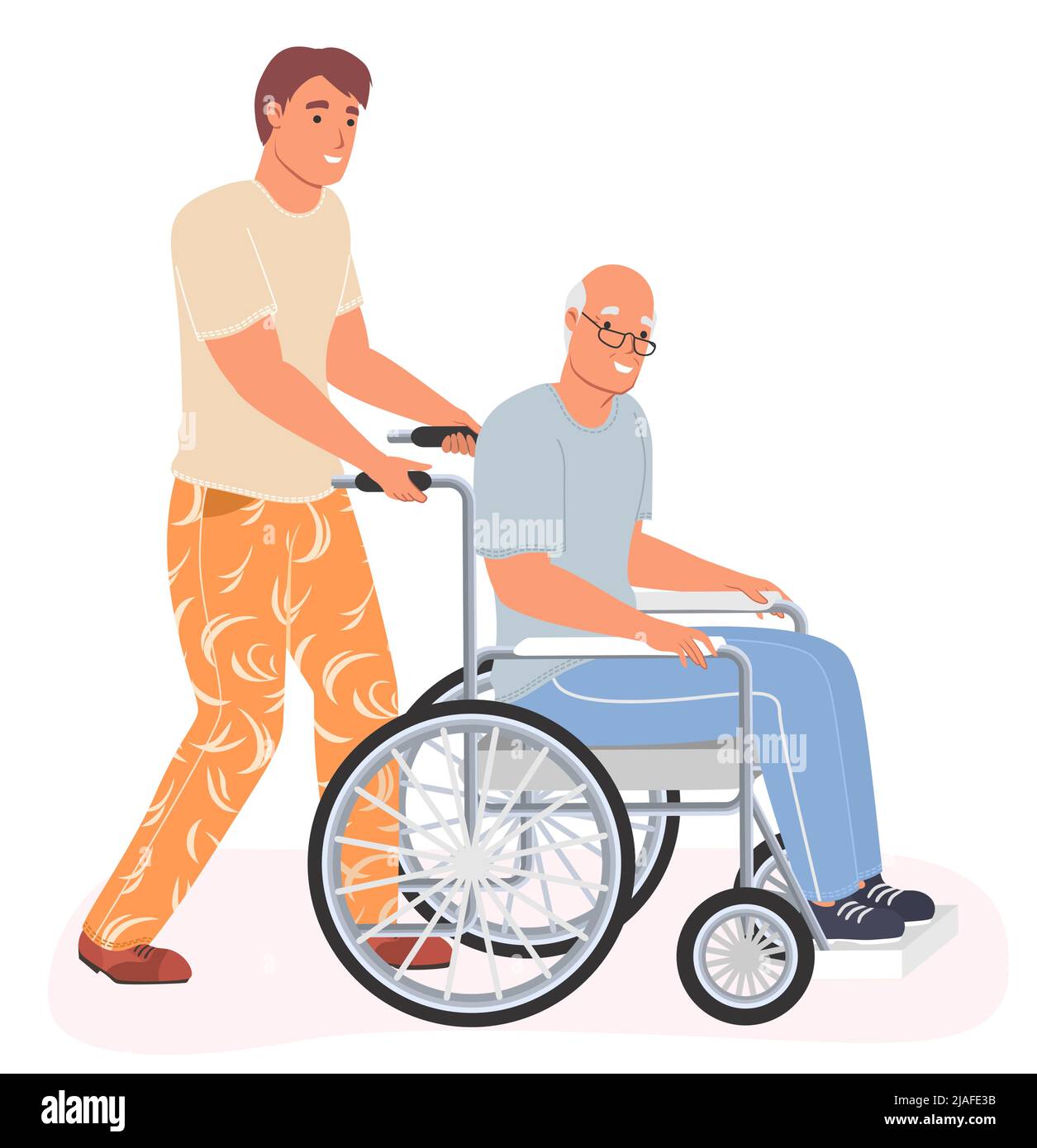 Support caregiver old man Stock Vector Images - Alamy