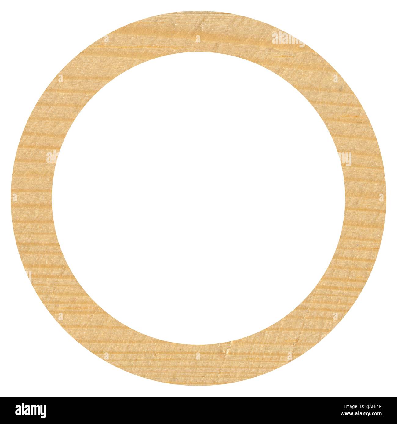 Round wooden frame cut from pine wood texture, isolated on white ...