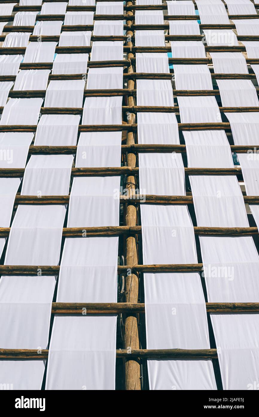 Architecture pattern cellular texture of wooden sticks and film, fence ...