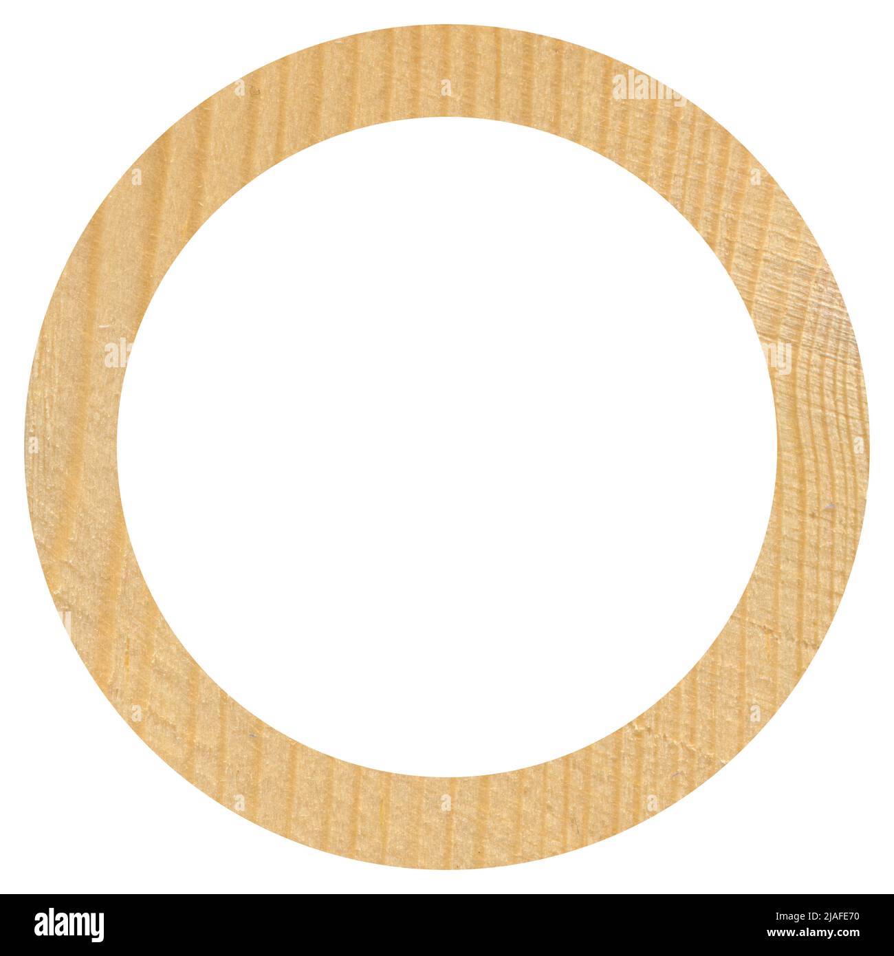 Round wooden frame cut from pine wood texture, isolated on white ...