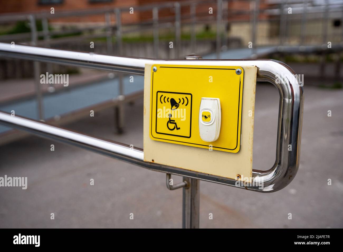 disabled assistance call button near the ramp Stock Photo - Alamy