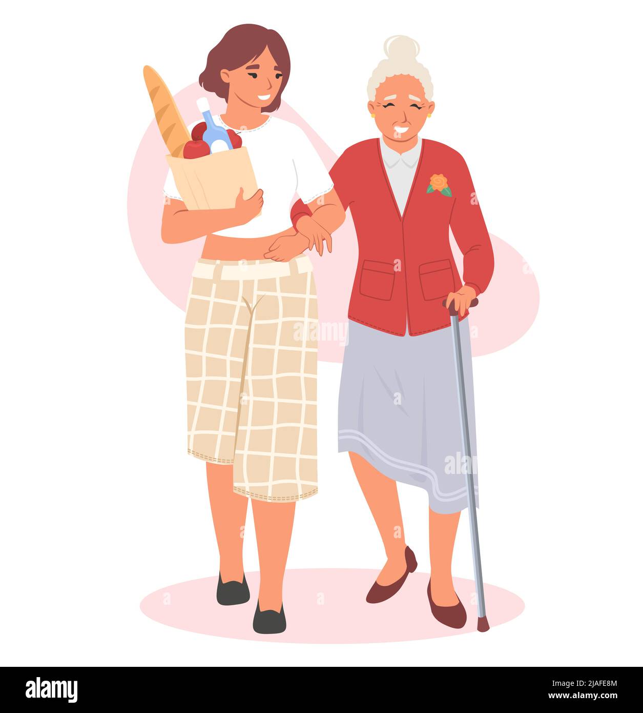 Elderly road crossing help Stock Vector Images - Alamy