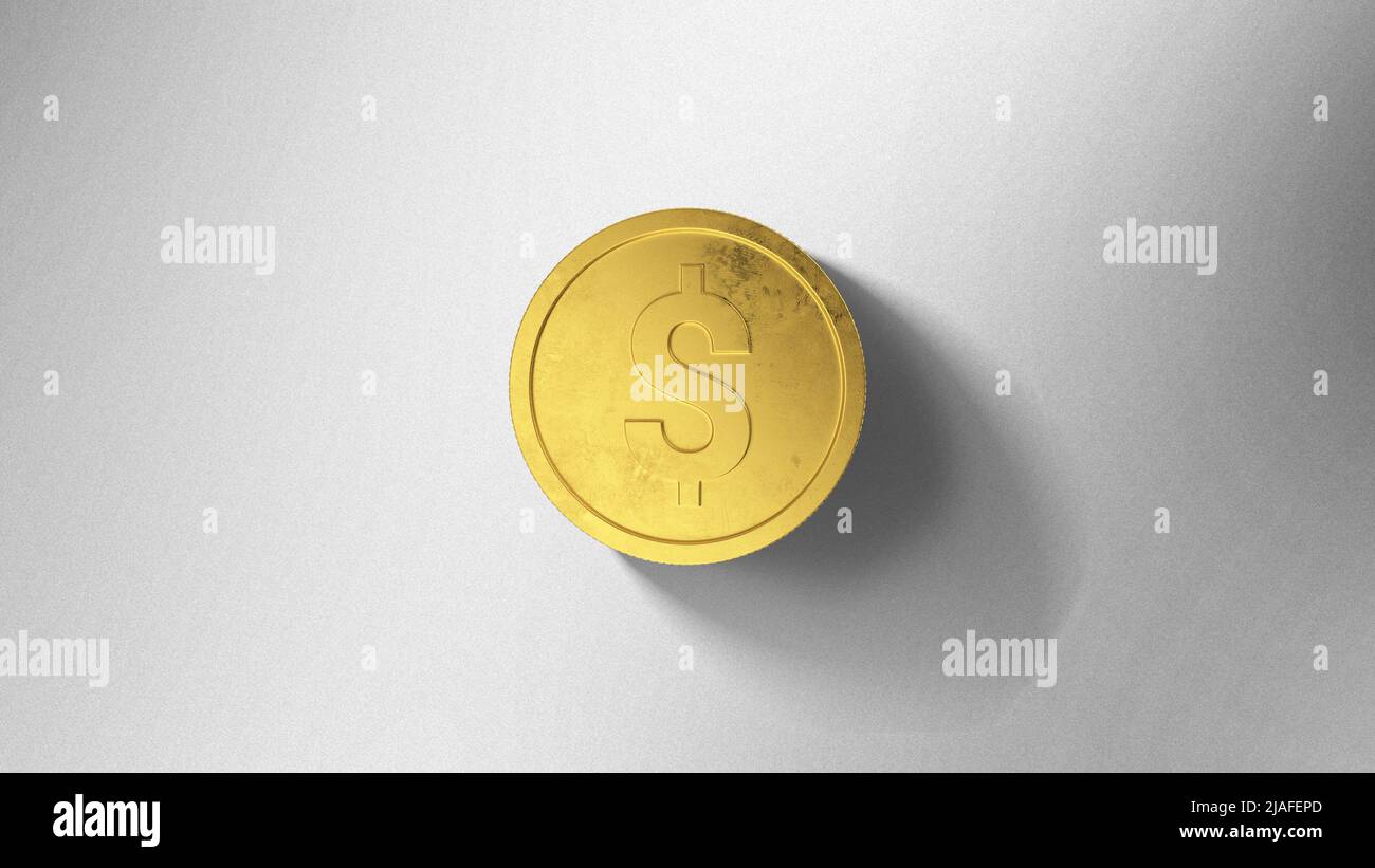 Coin Dollar Sign Shine Bright Gold with White Background Stock Photo ...