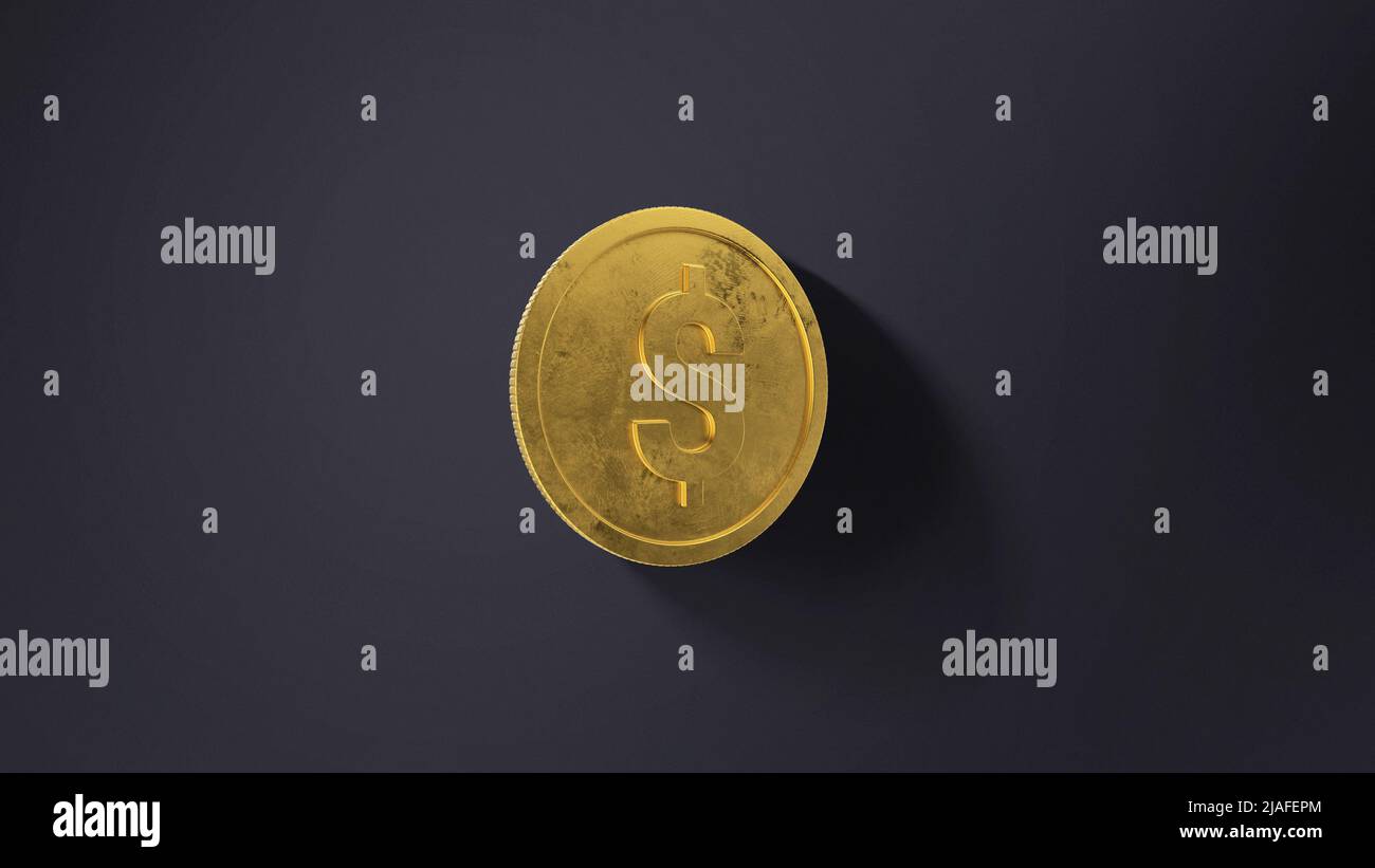 Coin Dollar Sign Shine Bright Gold with Gray Background Stock Photo - Alamy