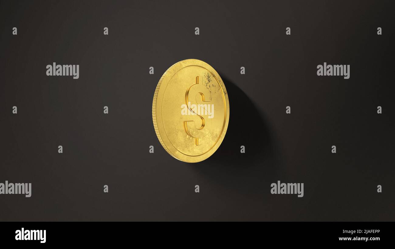 Coin Dollar Sign Shine Bright Gold with Gray Background Stock Photo - Alamy