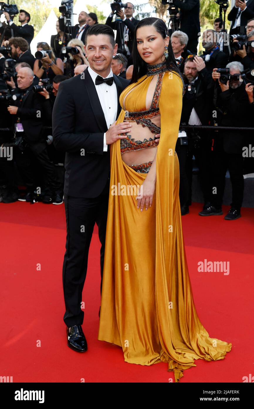 Adriana Lima and Andre Lemmers attend the premiere of 'Elvis' during the 75th Annual Cannes Film ...
