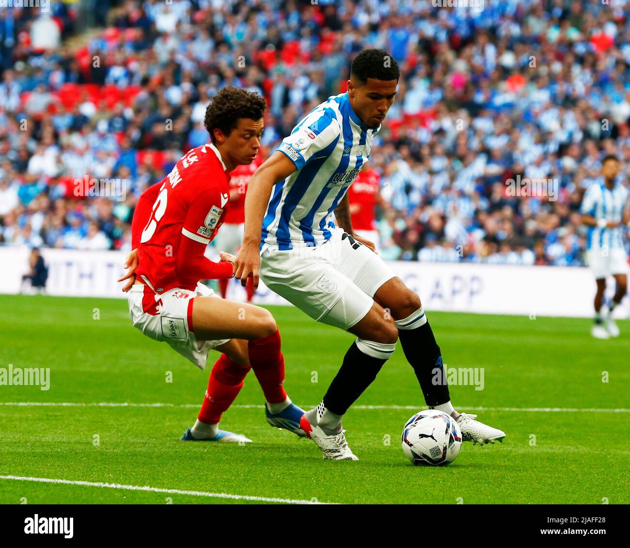 LONDON, ENGLAND - MAY 29:L-R Levi Colwill (on loan from Chelsea) of ...