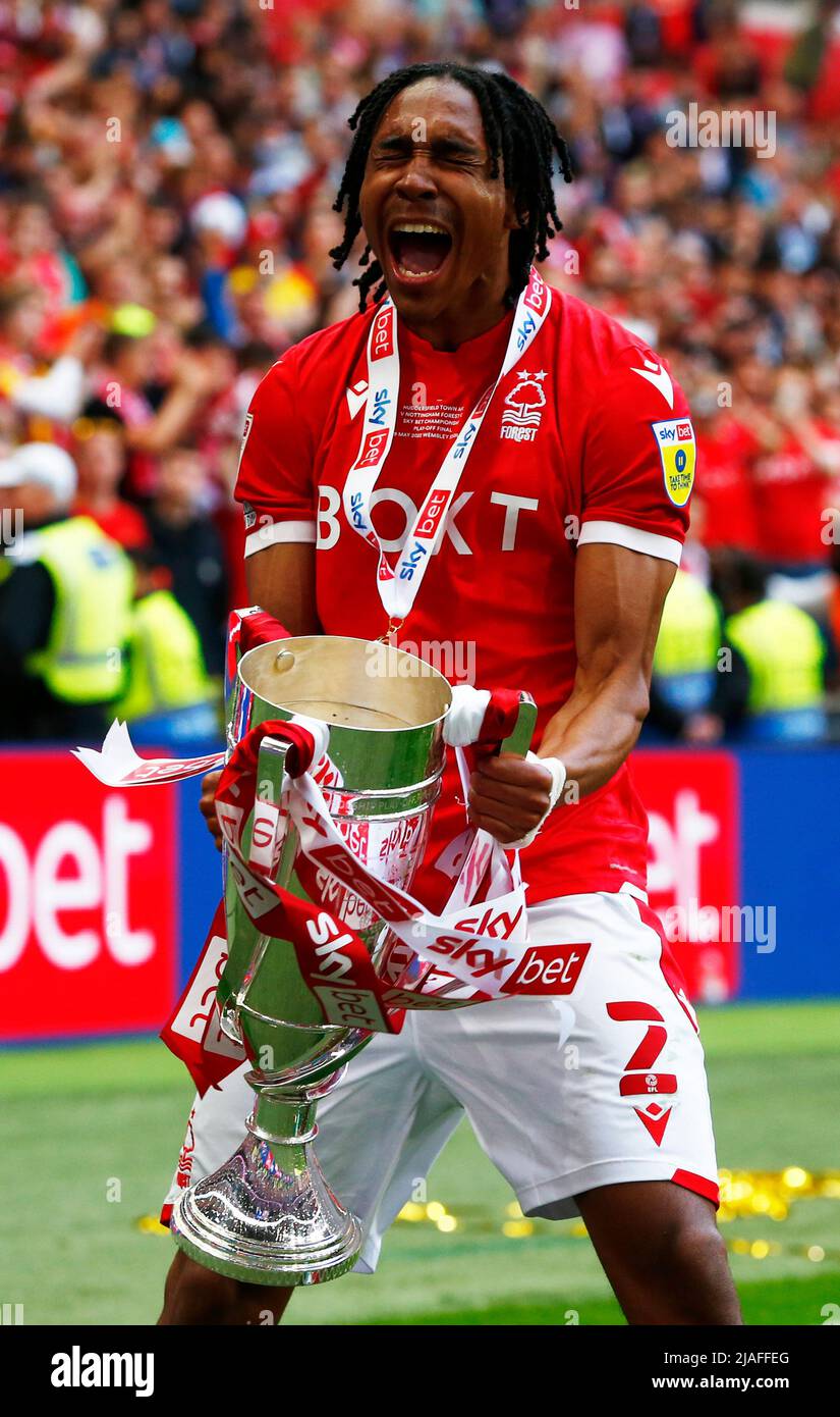 LONDON, ENGLAND - MAY 29:Djed Spence of Nottingham Forest with Trophy ...