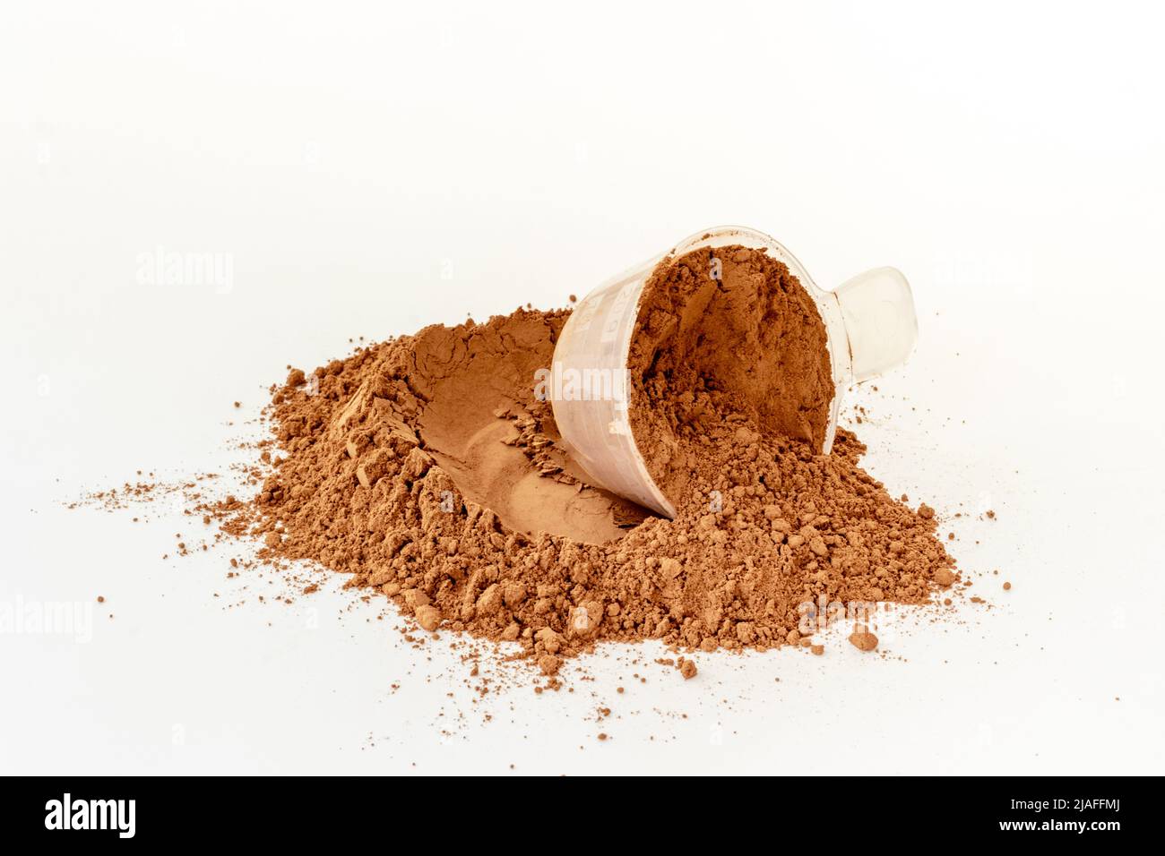 Scoop with whey protein powder. Sport food supplement and gym diet ...