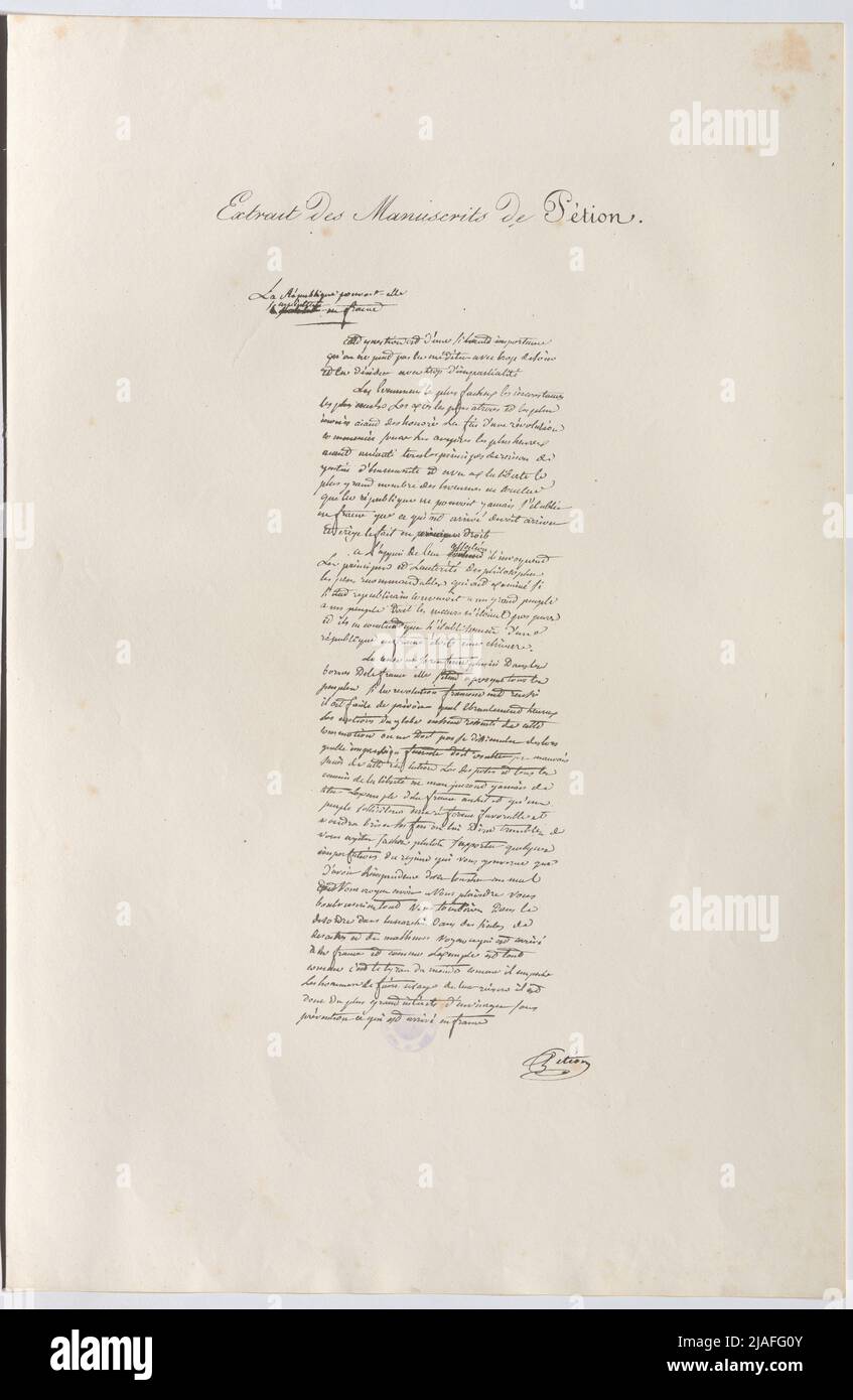 Extrait des Manuscript de Péion Stock Photo - Alamy