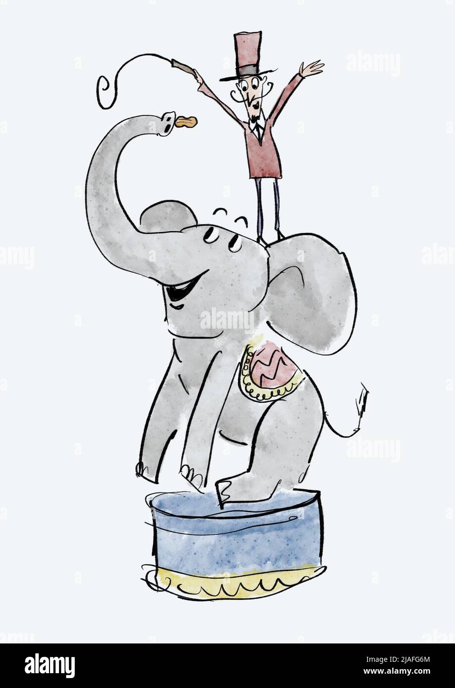 elephant and ring master circus illustration Stock Photo - Alamy