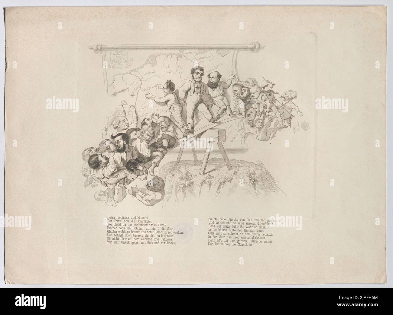 Cartoon; MPs of the Frankfurt National Assembly balance the political ...