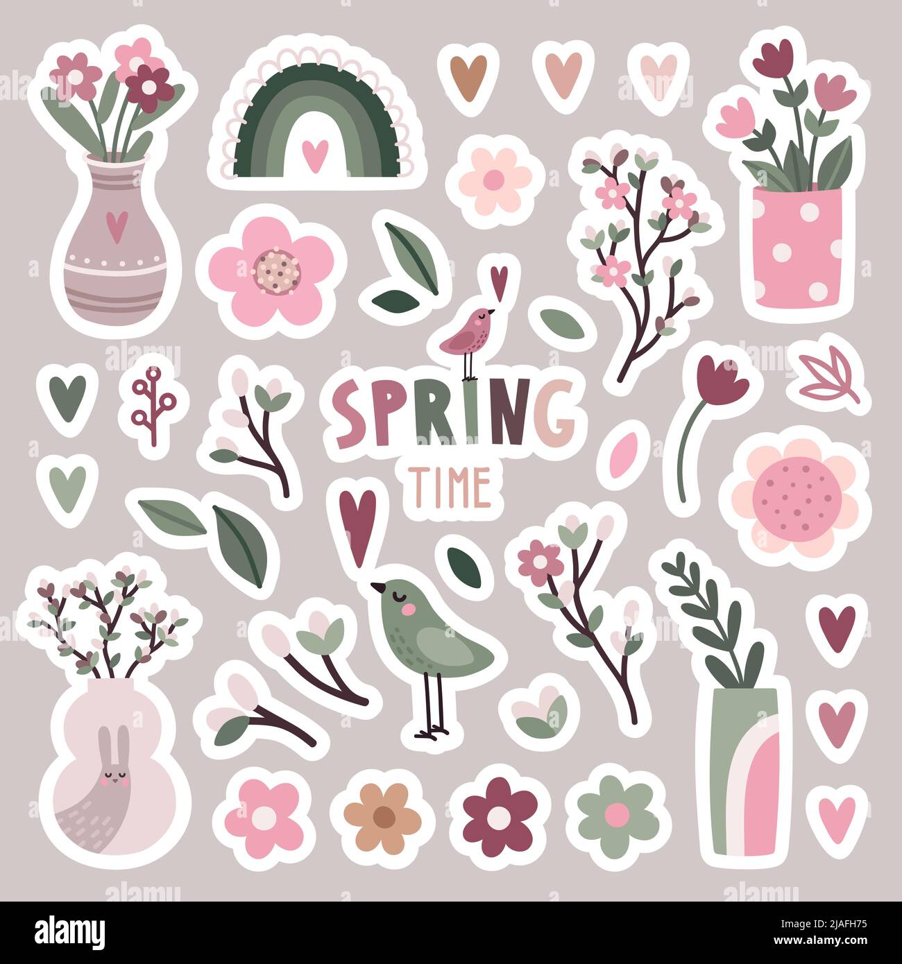 Spring flower sticker set Stock Vector Image & Art - Alamy