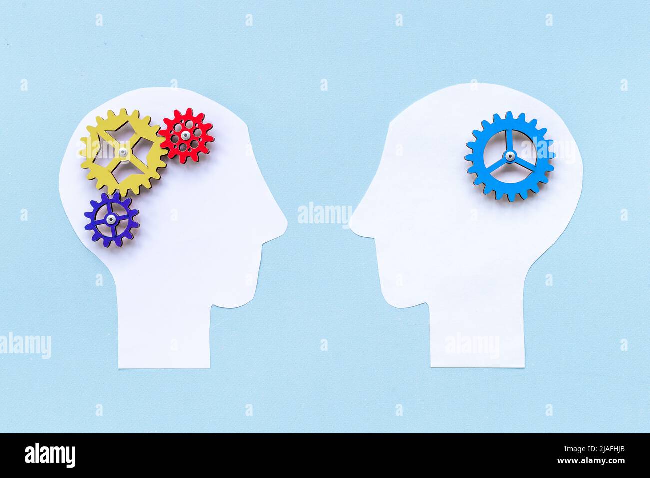 Two shape of men head - connection and communication concept Stock ...