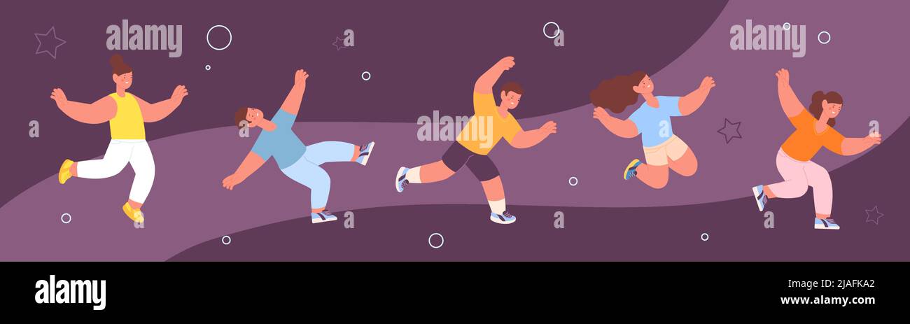 Falling happy cartoon children characters. Cute kids, boys and girls ...