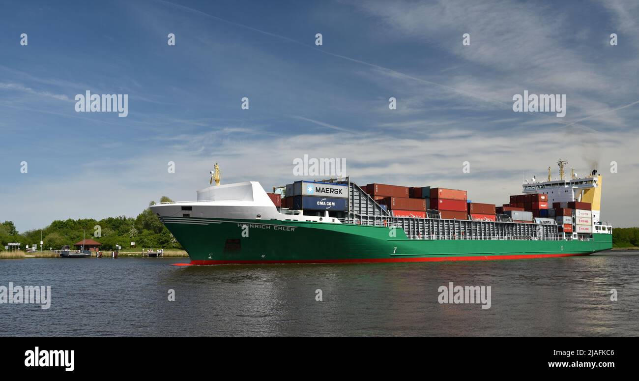 Container Ship Heinrich Ehler In The Kiel Canal Stock Photo - Alamy