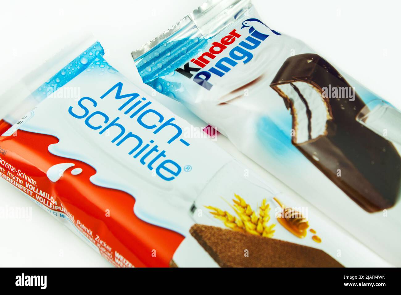 Hamburg, Germany - May 25 2022: Kinder Milch-Schnitte and Pingui ...