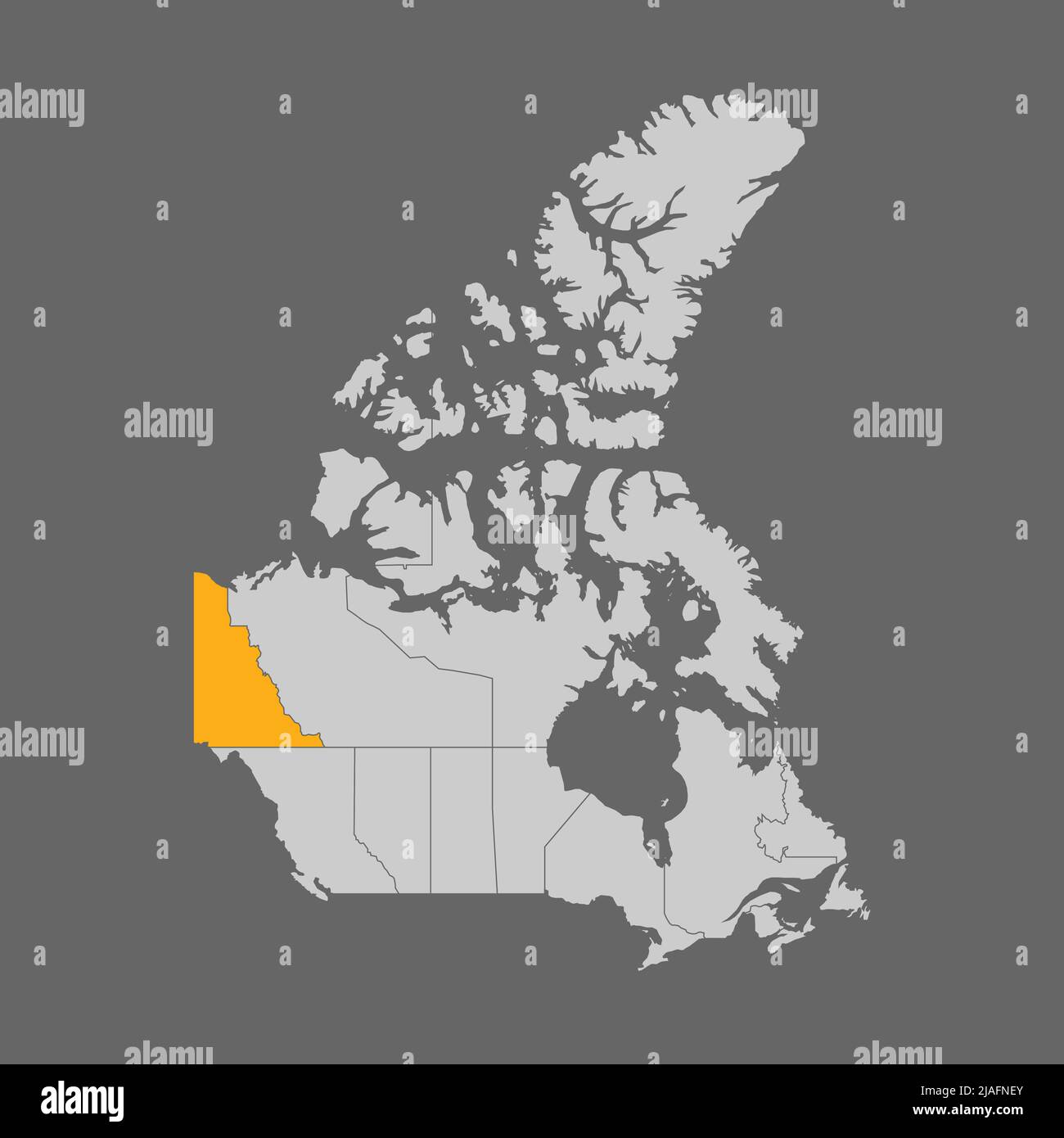 Yukon territory highlighted on the map of Canada Stock Vector Image ...