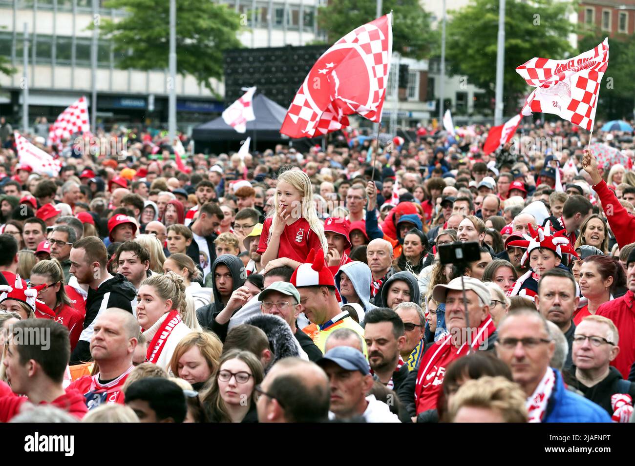 Nottingham Forest fans during the celebrations in Old Market Square ...