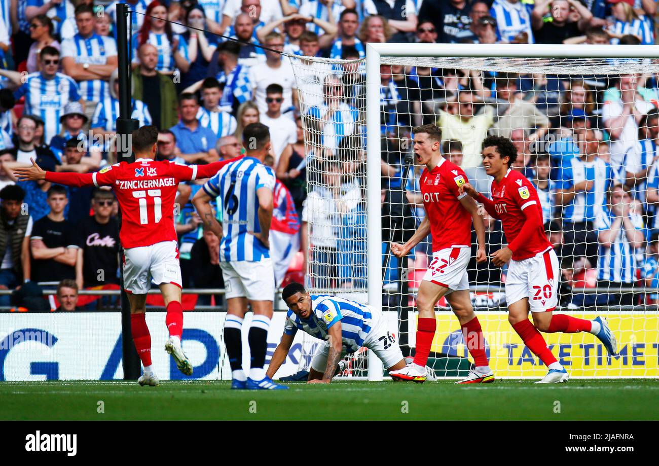 LONDON, ENGLAND - MAY 29: Ryan Yates of Nottingham Forest celebrate the ...