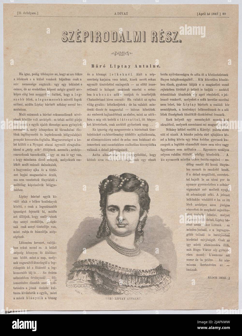 Baron Antalné Liptay Stock Photo - Alamy