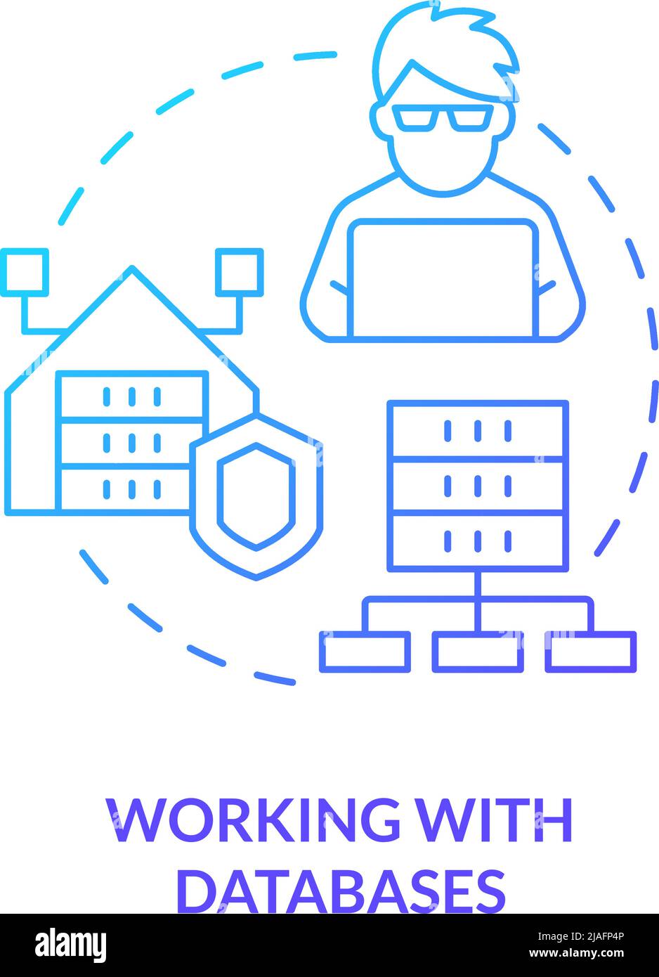 Working with databases blue gradient concept icon Stock Vector Image ...