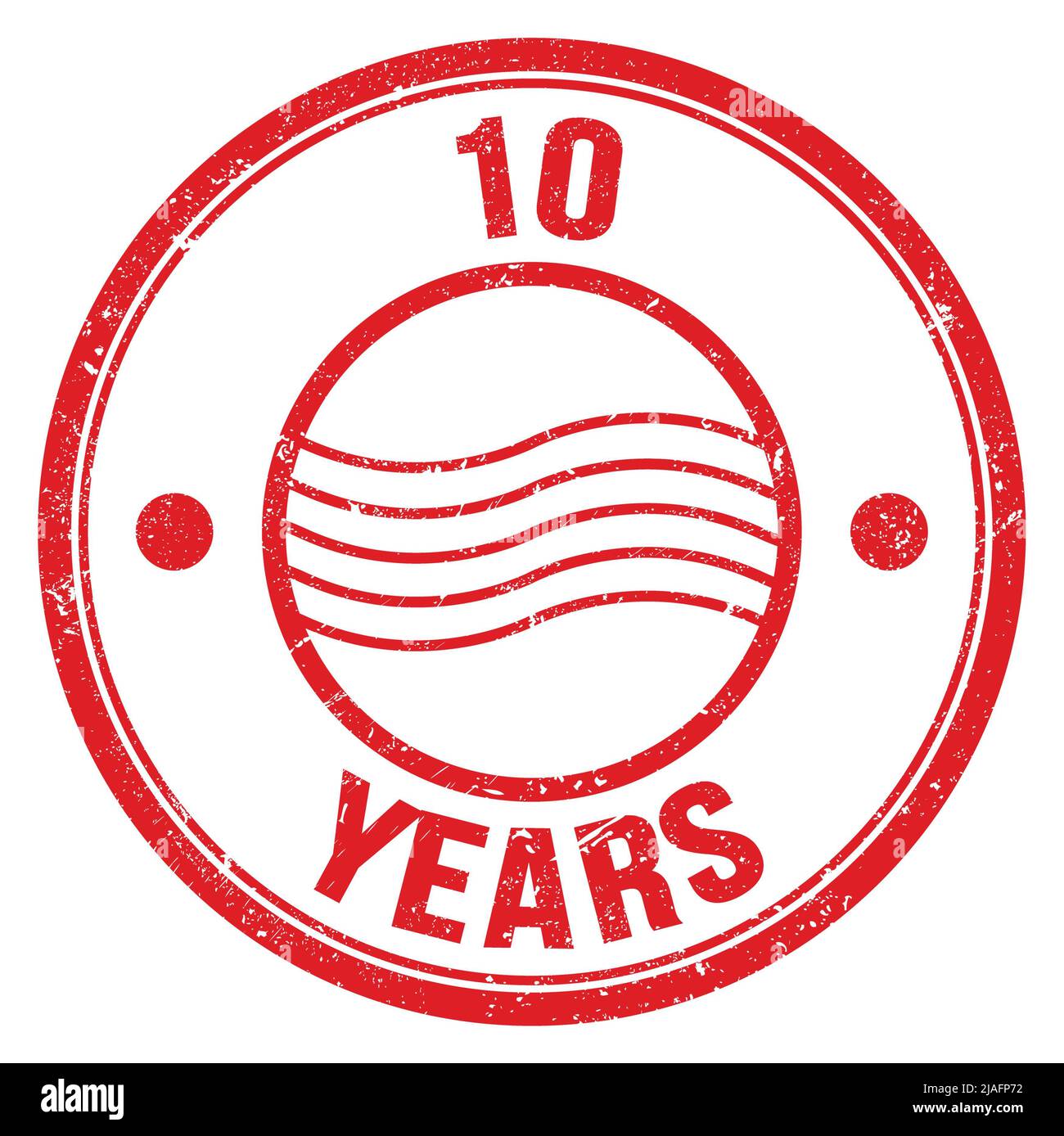 10 YEARS text written on red round postal stamp sign Stock Photo - Alamy