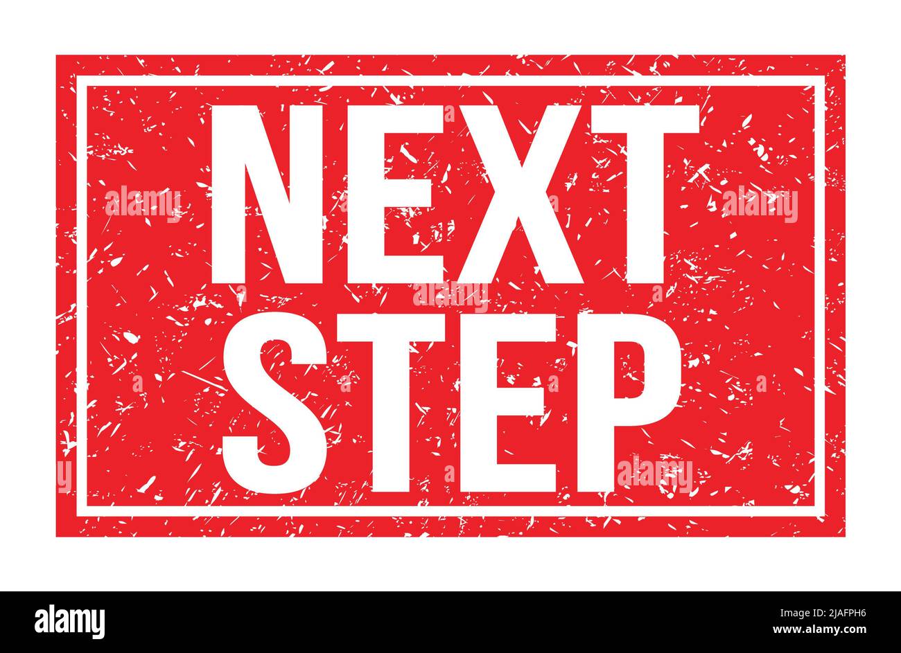 NEXT STEP, words written on red rectangle stamp sign Stock Photo - Alamy