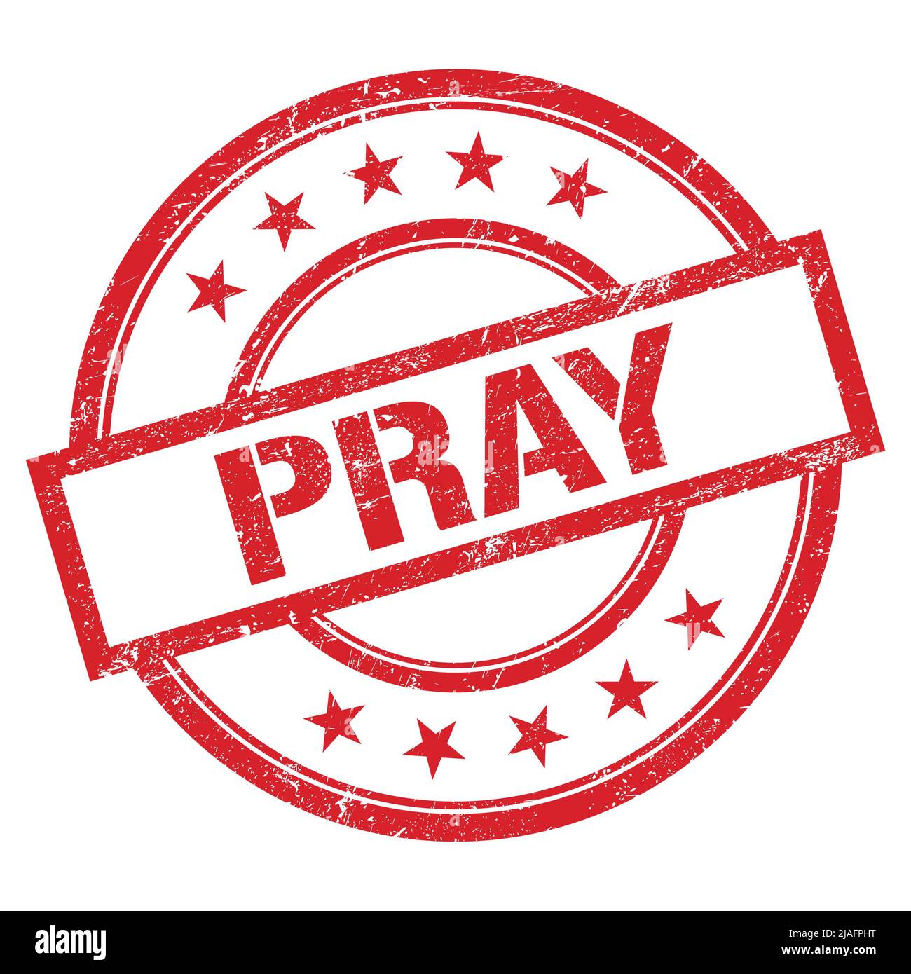 PRAY text written on red round vintage rubber stamp Stock Photo - Alamy