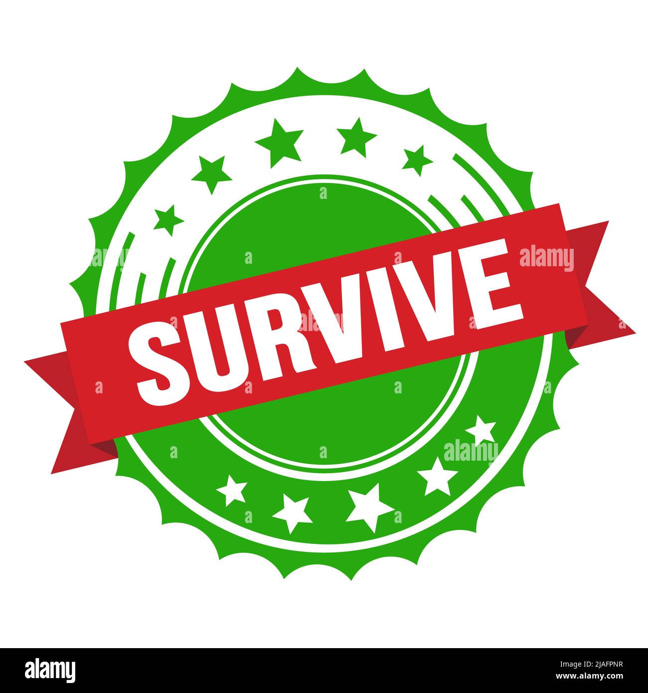 SURVIVE text on red green ribbon badge stamp Stock Photo - Alamy