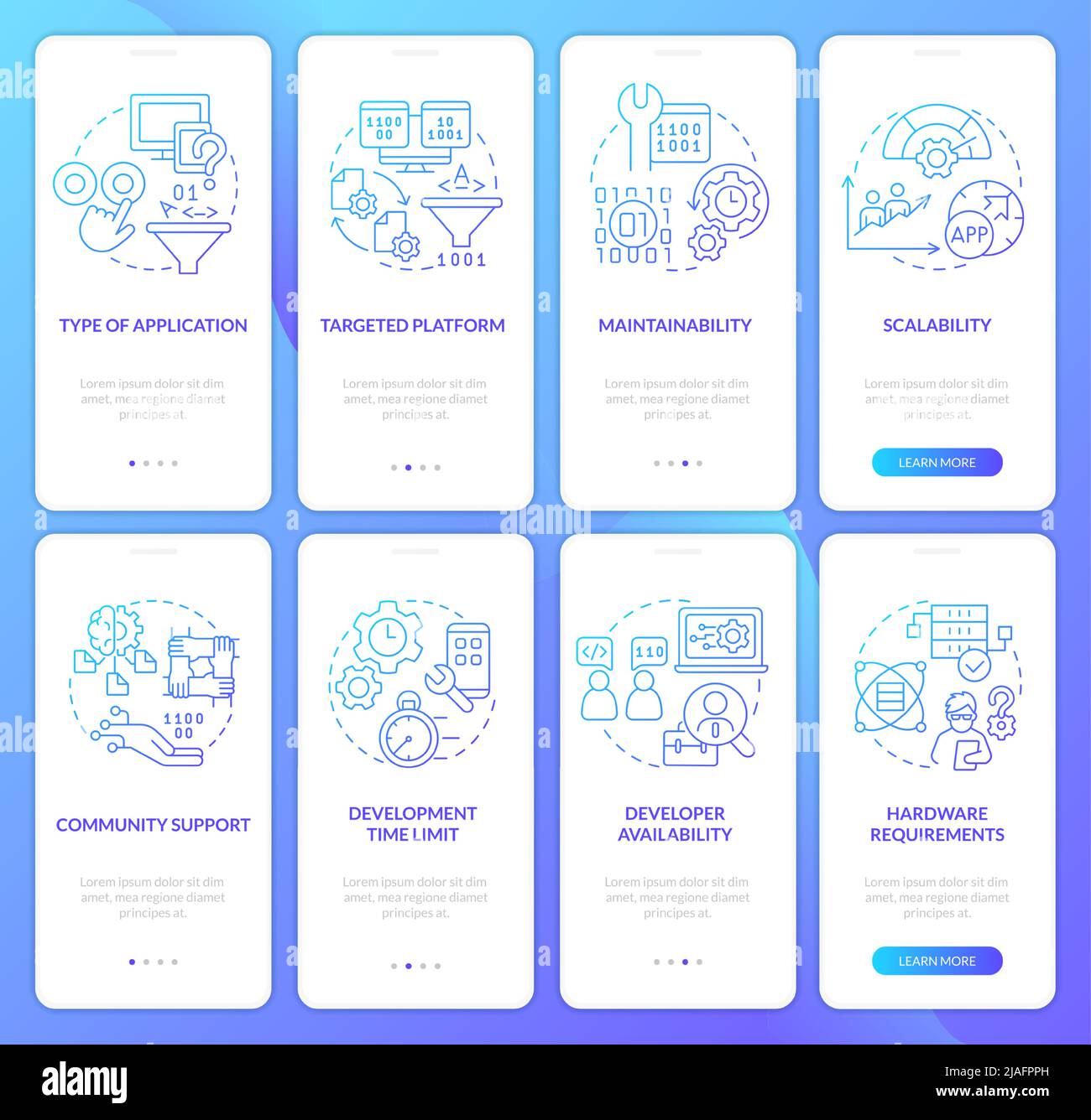 Programming language choice blue gradient onboarding mobile app screen ...