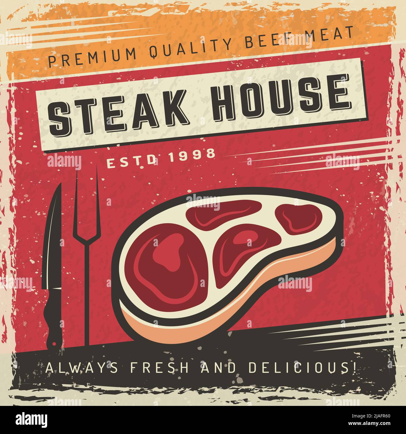 Meat poster. Steakhouse placard with place for text restaurant poster ...