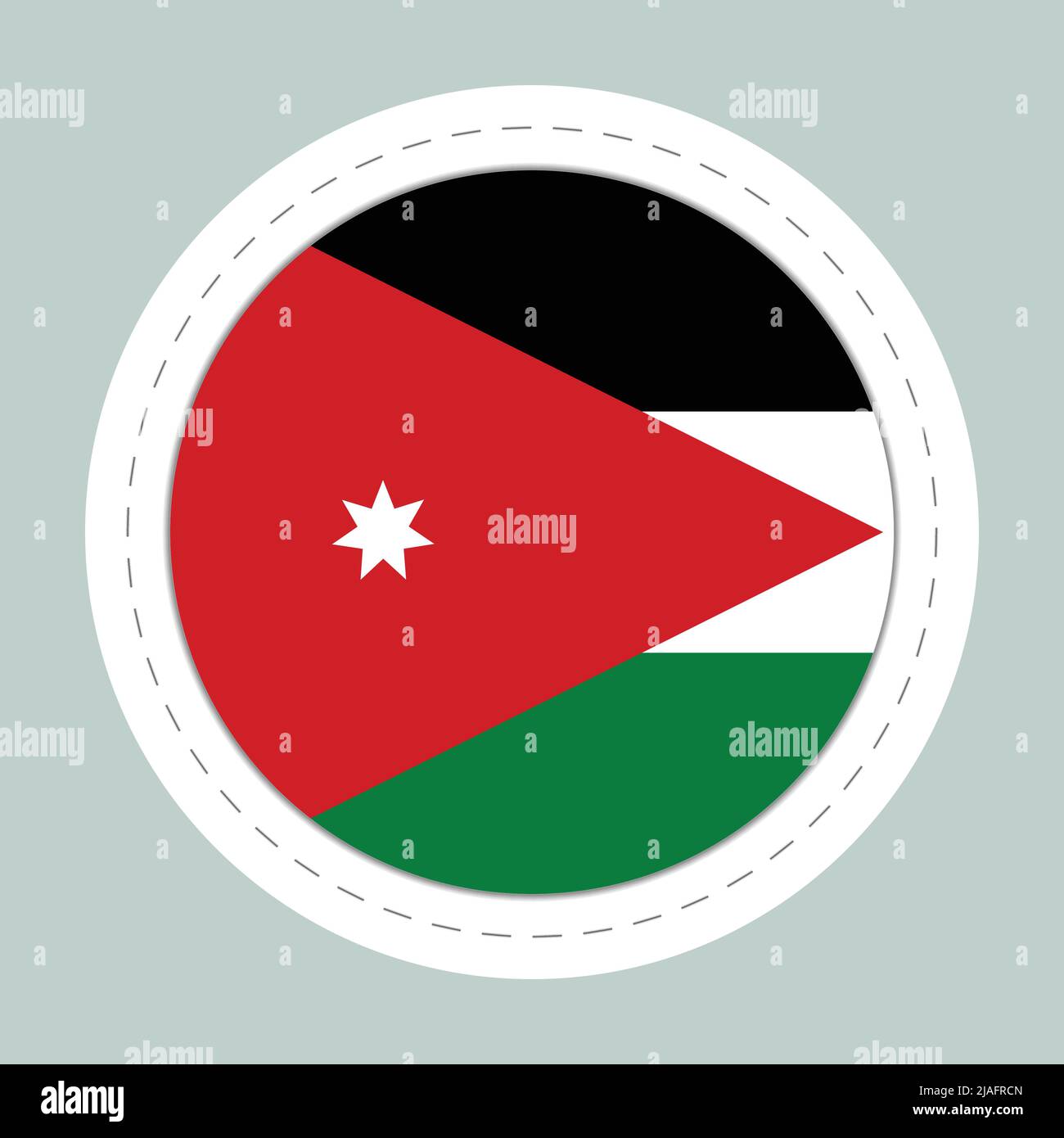 Sticker ball with flag of Jordan. Round sphere, template icon. Тational ...