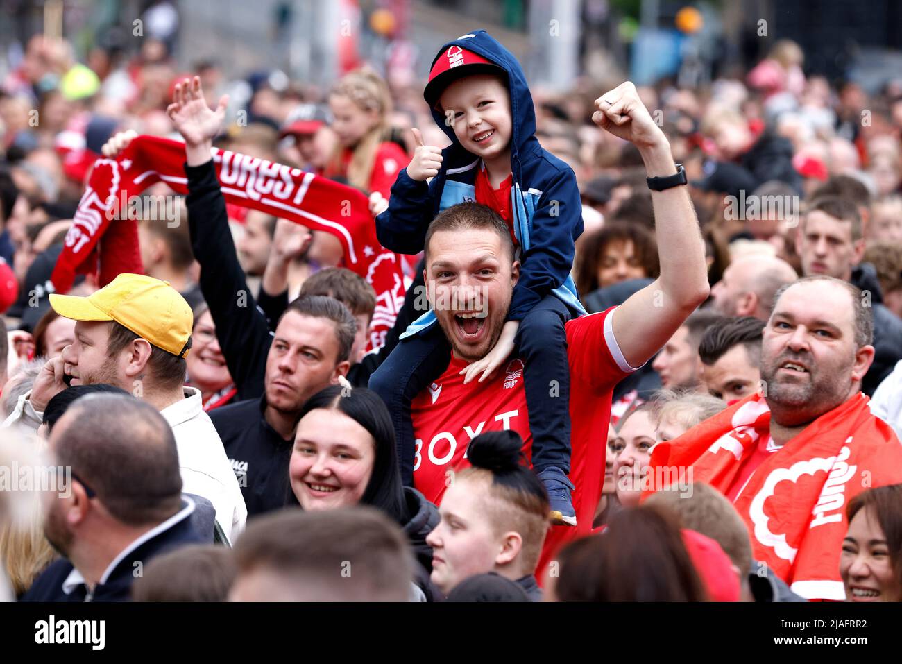 Nottingham Forest fans during the celebrations in Old Market Square ...